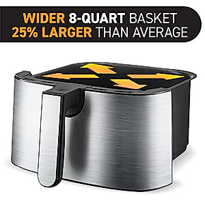 Gourmia Air Fryer Oven Digital Display 8 Quart Large AirFryer Cooker 12 Touch Cooking Presets, XL Air Fryer Basket 1700w Power Multifunction GAF838 Black and stainless steel air fryer