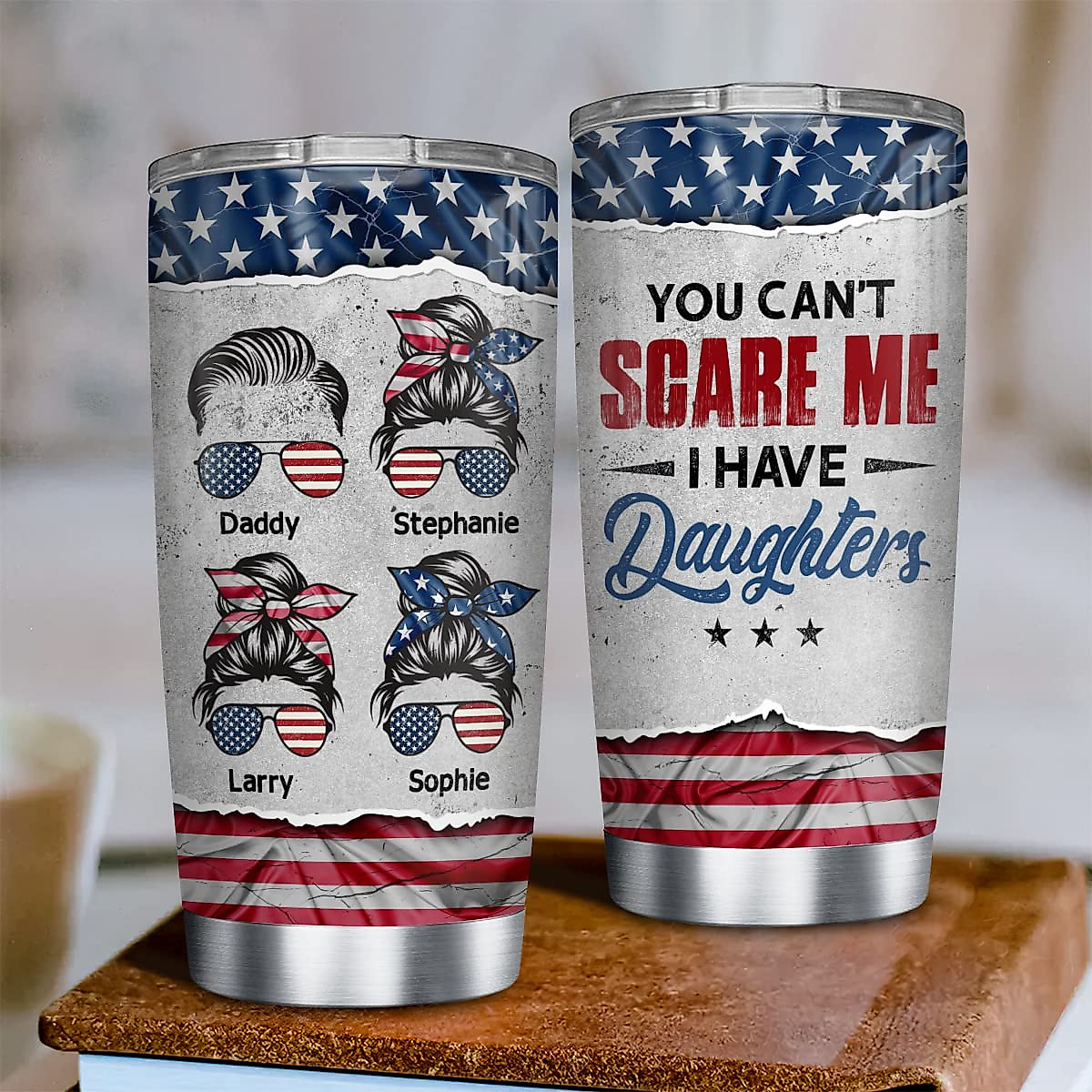wowcugi Customized Dad Tumbler 20oz 30oz You Cant Scare Me I Have Daughters Stainless Steel Insulated Tumblers Coffee Travel Mug Cup Birthday Fathers Day Dad Gifts From Daughter