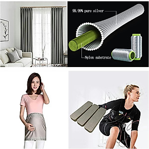 FYLFANYAN Faraday Fabric Elastic Pure Silver Fibre Conductive Material EMF Radiation Shielding Mesh for Cellular Signals, WiFi, Bluetooth, GPS Faraday Cage, RFID, EMF~/