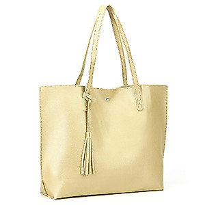 Nodykka Women Tote Bags Top Handle Satchel Handbags PU Pebbled Leather Tassel Shoulder Purse,One Size,Gold3