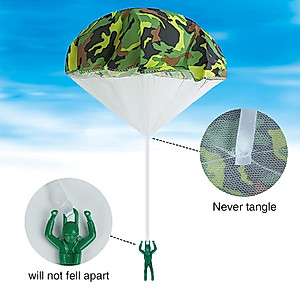 ZWBLZY Army Camo Parachute Toys for Kids - Hand Throwing Kids Outdoor Games Toys ，Army Men Action Figures Tangle Free Throwing Toy Parachute Outside Toys Gifts for Kids Ages 3-16
