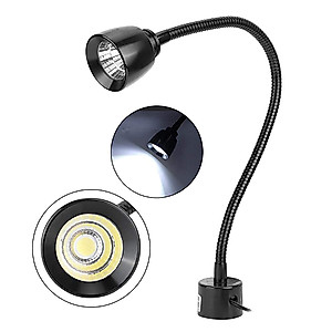 CHICIRIS 7W LED Machine Tool Lamp, Metal LED Working Light with Magnetic Base, Flexible Gooseneck Work Lamp, for Reading Lamp, Headboard CNC Punching Machine US Plug
