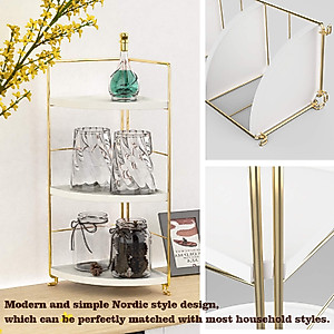 3-Tier Kitchen Spice Rack , Standing Rack,Triangle Bathroom Countertop Storage Shelf ,Cosmetic Organizer Holder , Stackable Cabinet Organizer , Kitchen Counter Shelf , Corner Spice Rack ,Golden