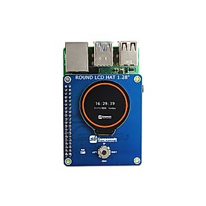 sb components Round LCD HAT for Raspberry Pi 4B/3B+/3B/2B/B+/A+/Zero and Zero W, 1.28inch Display, 240x240 Resolution, 65K RGB Colours Expansion Display Module for Raspberry Pi