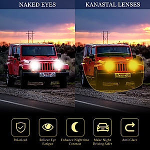 KANASTAL Night Driving Glasses Men Women Fashion Polarized Night Vision Glasses Square Anti Glare Yellow Lens for Fishing accessories