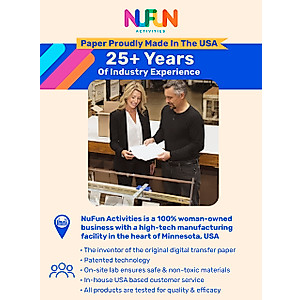 NuFun Activities Heat Transfer Paper for T Shirts, Light Fabrics, Inkjet Printable Iron-On Heat, 8.5 x 11 inch, Make Your own Custom T-Shirt (6 Sheets)