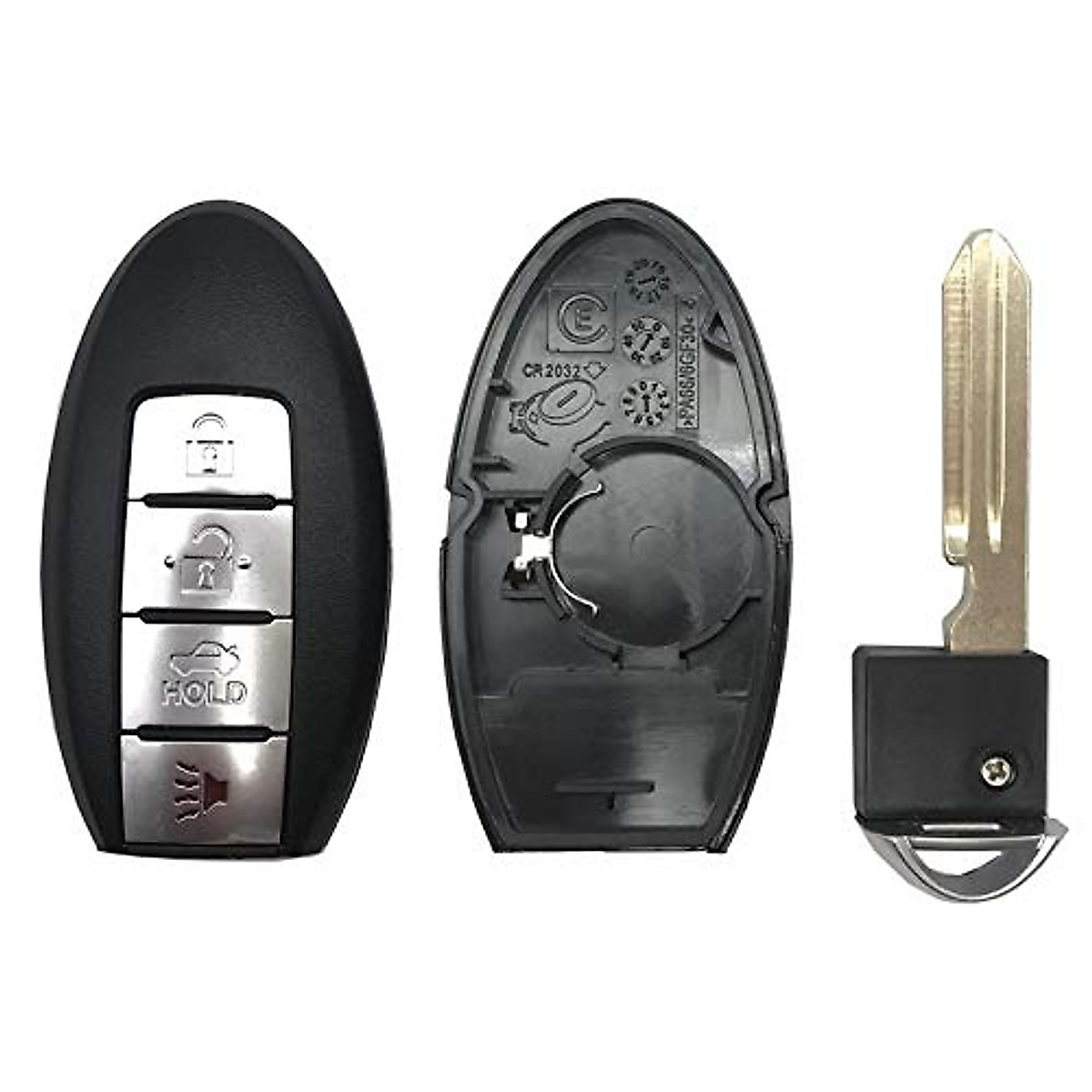 Smart Key Fob Case Shell Fit for Nissan Altima Maxima Murano Infiniti KR55WK48903 4 Buttons Replacement Keyless Entry Remote Car Key Housing Casing Outer Cover with Uncut Blade Blank & Keyring (1)