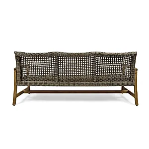 Christopher Knight Home Marcia Outdoor Wood Sofa, Wicker, 75.50 x 31.00 x 31.50, Gray, Natural Stained Finish