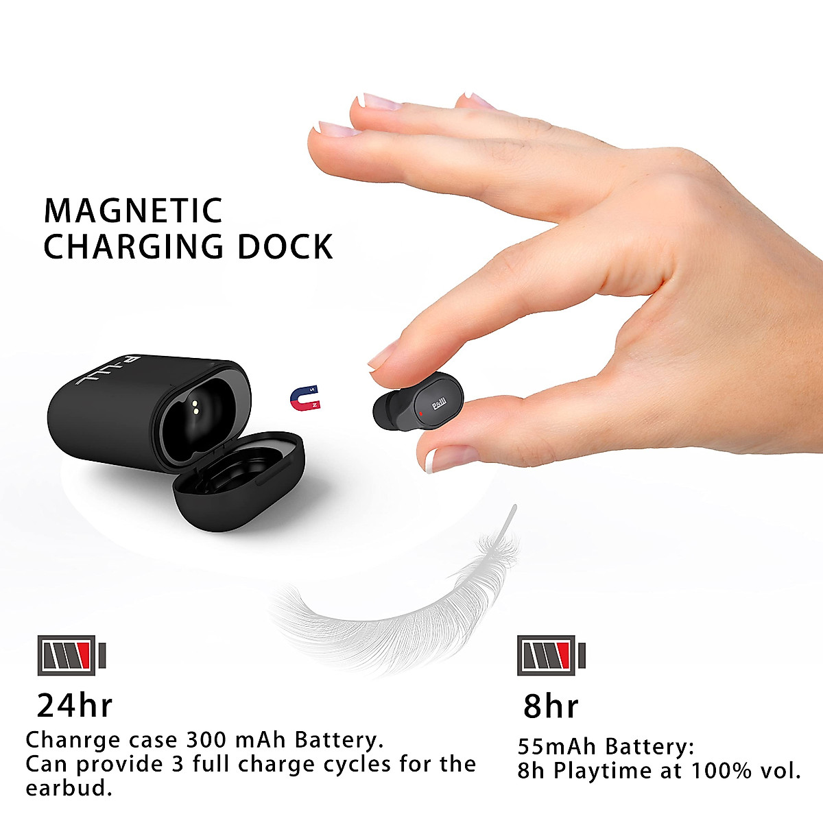 P&LLL Bluetooth Mini Single Earbud Wireless Invisible Pro Headset 8Hrs Playtime Noise Smallest in-Ear Noise Cell Phone with Hands-Free Earpiece for iPhone Samsung Android Car Mic Earphone