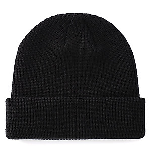 Connectyle Classic Men 's Warm Winter Hats Thick Knit Cuff Beanie Cap Daily Beanie Hat Black , 55 60cm