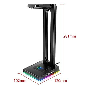 Havit RGB Headphones Stand with 3.5mm AUX and 2 USB Ports, Headphone Holder for Gamers Gaming PC Accessories