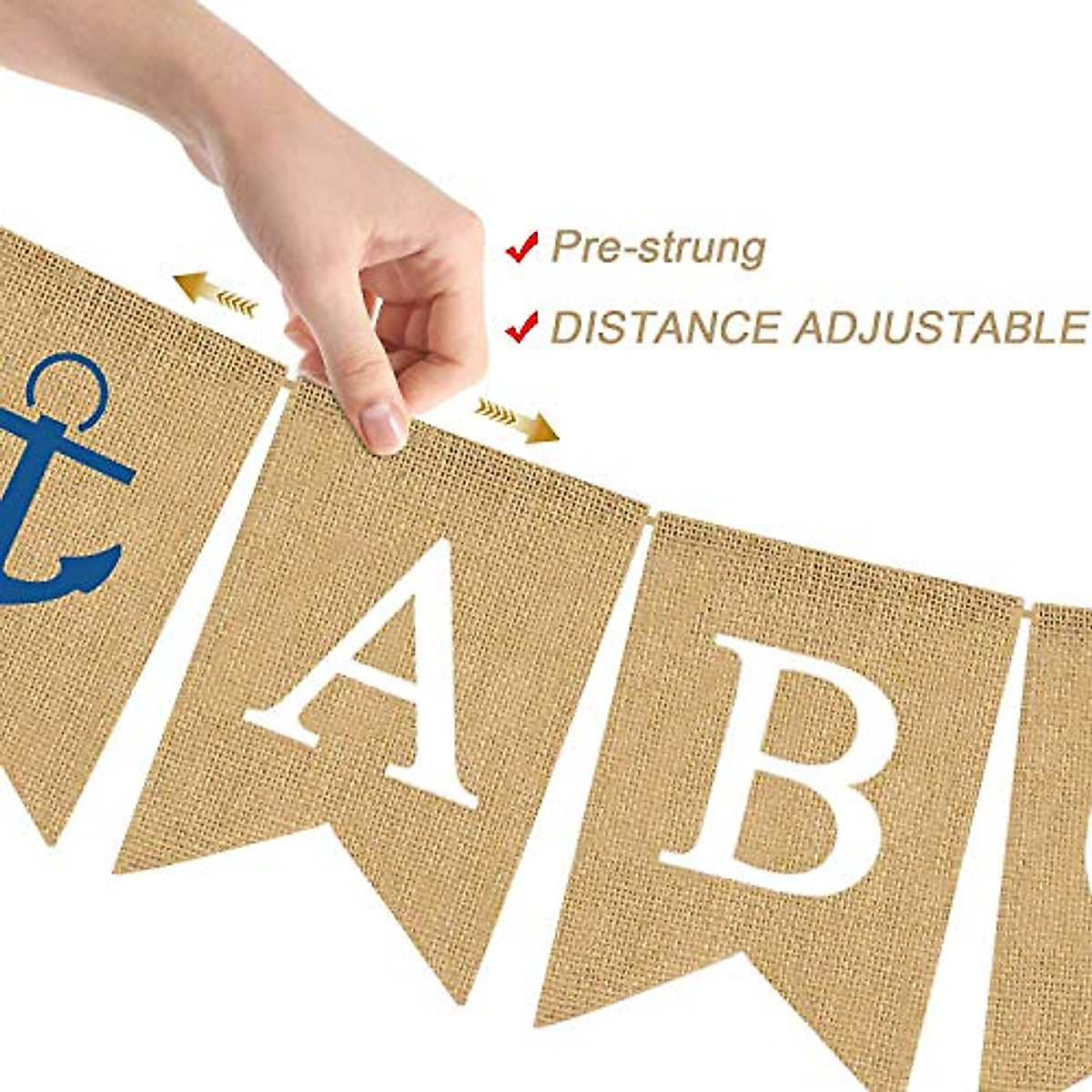 Rainlemon Jute Burlap Welcome Aboard Banner Nautical Boy Baby Shower Birthday Party Nursery Garland Decoration