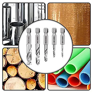 Rhinenet 1/4 Hex Shank Drill Bit Set 5 Pieces Stubby Drill Bit Set for Metal M2 Short Length Drill Bit Steel for Quick Change Chucks and Drives Stainless Steel Carbon Steel Iron and Other Hard Metals