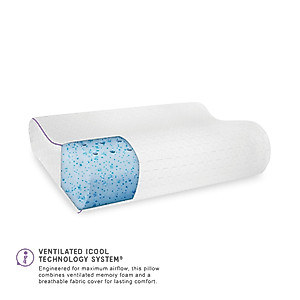 SensorPEDIC Temperature Regulating Coolest Comfort Contour Memory Foam Bed Pillow, 1 Count (Pack of 1), White