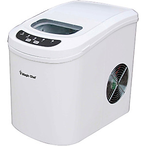 Magic Chef MCIM22W 10 Portable Ice Maker with Easy Touch Control Pad Viewing Window Removable Basket and Ice Scooper in White