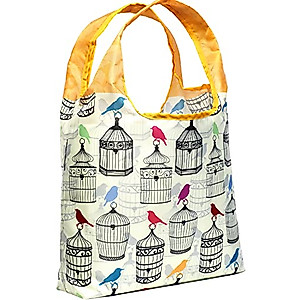 O-WITZ Reusable Grocery Bags | Vibrant Tote Bag For Groceries, Gym, Beach Gear, Toys & More | Washable Design With Large Handles For Maximum Convenience | Folds Into A Small Pouch, Canaries