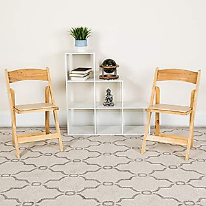 Flash Furniture 4 Pack HERCULES Series Natural Wood Folding Chair with Vinyl Padded Seat
