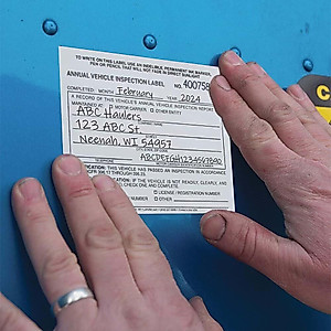 Annual Vehicle Inspection Report (Shrinkwrapped Snap-Out Format, 3-Ply Carbonless, 8.5" x 11.75") with Label (2-Ply Vinyl with Mylar Laminate, 5" x 4") - 10-pk.
