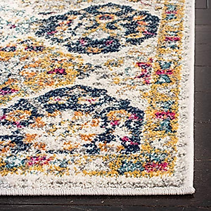 SAFAVIEH Madison Collection 8' x 10' Cream / Multi MAD611B Boho Chic Floral Medallion Trellis Distressed Non-Shedding Living Room Bedroom Dining Home Office Area Rug