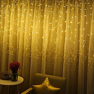 ZIMINGU Icicle Diwali Lights Outdoor, Christmas Hanging Window Curtains Dangling 13FT 96LEDs 8 Modes Weeping Willow Ceiling Fairy String Lights for Indoor Decorations, Warm White 4M