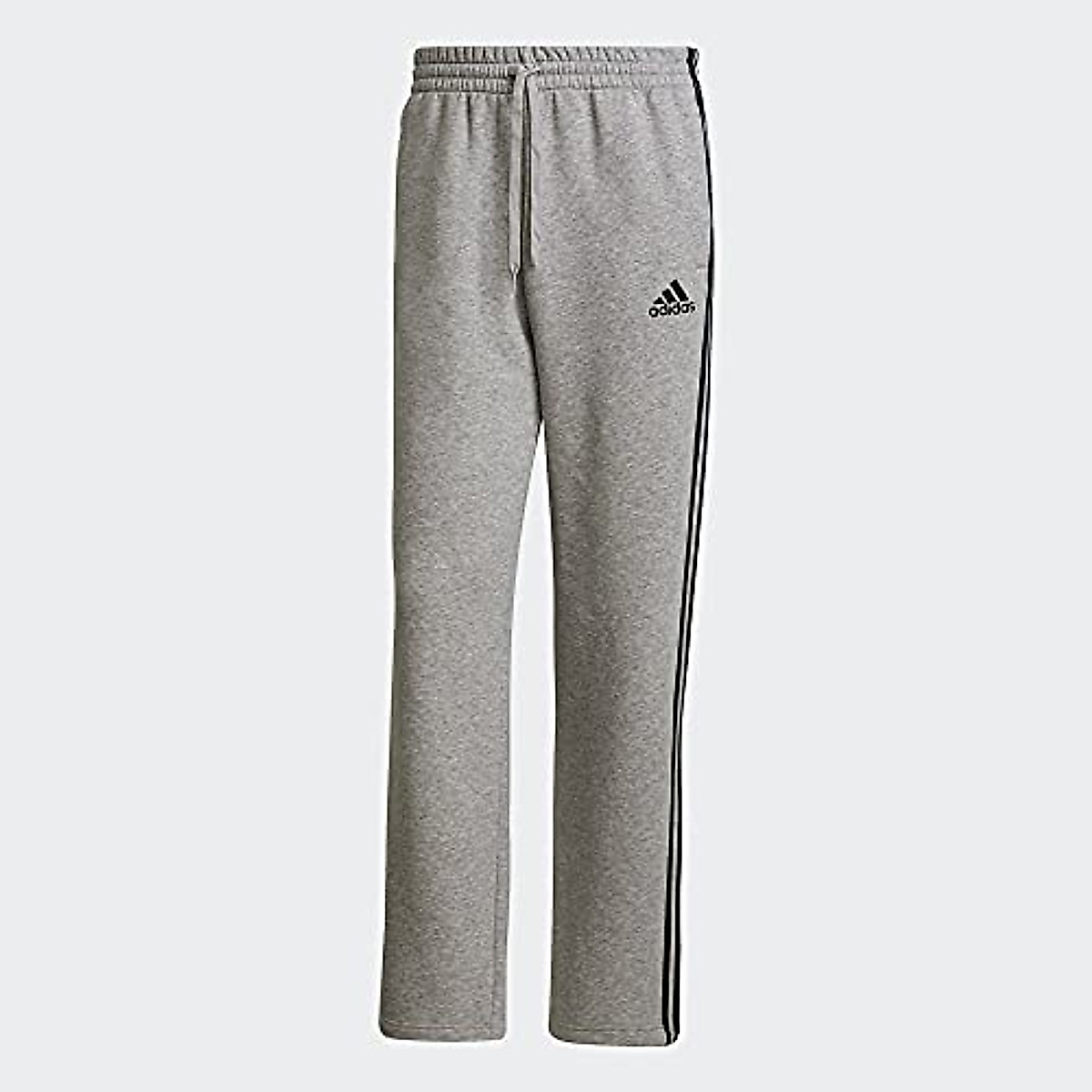 adidas Men's Essentials Fleece Open Hem 3-Stripes Pants, Medium Grey Heather, Small
