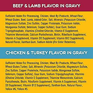 PEDIGREE High Protein Adult Canned Wet Dog Food Variety Pack, Chicken & Turkey Flavor in Gravy and Beef & Lamb Flavor in Gravy, (12) 13.2 oz. Cans