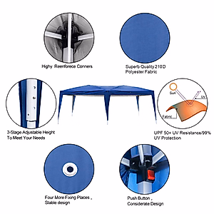 Henf Outdoor 10x20ft Pop Up Canopy Instant Tent Shelter with Removable Sidewalls for Outdoor Party Wedding Commercial Activity Pavilion BBQ Beach Car Shelter