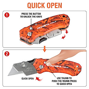 Olympia Tools Design Folding Utility Knife, Orange Camo