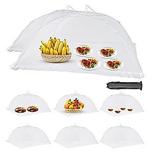 Food Cover Food Tent Set, 2 Extra Large 40"X24" and 6 Standard 17"X17" Mesh Food Covers for Outside, 8 Pack Collapsible, Reusable Pop-Up Umbrella Food Nets for Picnics, Outdoor Camping, Parties, BBQ