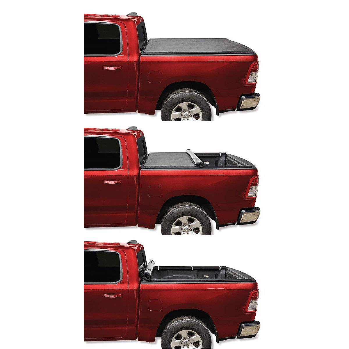 LEER ROLLITUP | Compatible with 2015-2023 Ford F-150 with 5.6' Bed | Soft Roll Up Truck Bed Tonneau Cover | 4R112 | Low-Profile, Sturdy, Easy 15-Minute Install (Black)