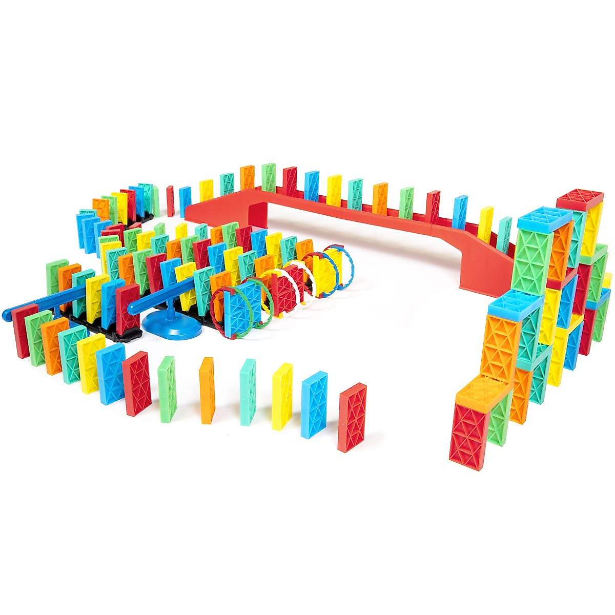 Bulk Dominoes Kinetic Domino Kit | Dominoes Set, STEM STEAM Small Toys, Family Games for Kids, Kids Toys and Games, Building, Toppling, Chain Reaction Sets (143pc)