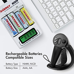 Tenergy TN156 4-Bay Compact AA/AAA NiMH NiCD LCD Battery Charger, Ideal Charger for AA and AAA Size Rechargeable Batteries for Everyday Electronics