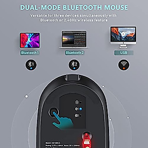 Bluetooth Keyboard Mouse, Multi-Device Wireless Keyboard and Mouse Combo, Ultra Slim, Rechargeable, Dual-Mode(Bluetooth 4.0 + USB), Windows/Mac OS/Android (Black)