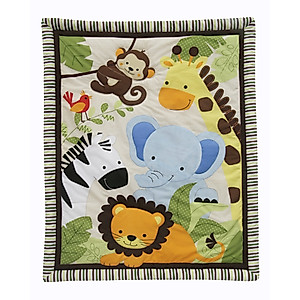Bedtime Originals Jungle Buddies 3 Piece Crib Bedding Set, Brown/Yellow