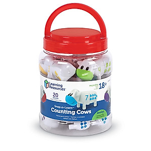 Learning Resources Snap-n-Learn Counting Cows Toy Set,Develops Color Recognition, Counting & Sorting Set, Farm Animals, 20 Pieces, Ages 18+ months