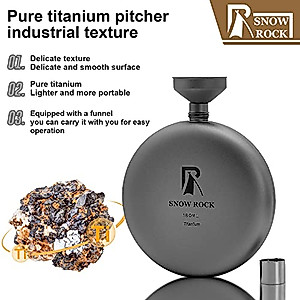 Snow Rock 180ML Titanium Hip Flask Titanium Canteen Curved Flask with Funnel Lightweight Portable for Camping Backpacking Hiking Travelling