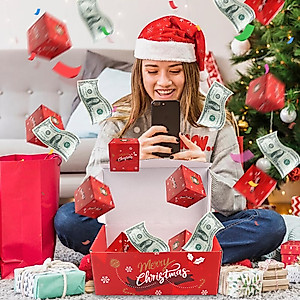Estivaux Christmas Surprise Box for Money, Exploding Surprise Box Xmas Santa Gift Box Surprise Gift Box Red Bouncing Money Box Cash Explosion Gift Box for Present Christmas Party Supplies