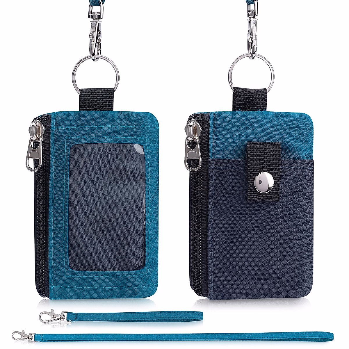 Artpaxy Minimalist Wallet For Mens Womens, Keychain RFID Blocking Zipper Small Wallet with ID Window 2 Lanyards,Water Resistant Travel Cash Card Coin Case Boys Girls