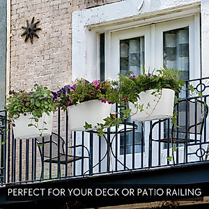 Beautiful Hanging Flower Pots for Outside Railing Or Fence - Stylish Set of 3 Outdoor Planters For Any Balcony, Porch or Deck - Window Planter Boxes Are Perfect to Grow Fresh Herbs & Flowers at Home