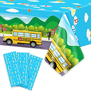 gisgfim 3 Pcs School Bus Tablecloth Back to School Party Tablecover for School Bus Theme Party Supplies Table Cover Table Decorations for Kindergarten Graduation Decorations School Bus Theme Party