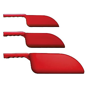 Remco 3 pk Color-Coded Plastic Hand Scoop - BPA-Free, Food-Safe Scooper, Commercial-Grade Utensils, Restaurant and Food Service Supplies, 16, 32, 82 Ounce Sizes, Red