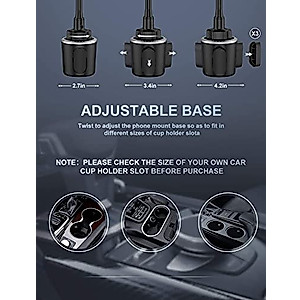 TSYMO Car Cup Holder Phone Holder - Cup Holder Phone Mount for Car 360° Adjustable Gooseneck Cup Holder Cradle for Cell Phone, iPhone,Samsung, LG, Sony and More, Black