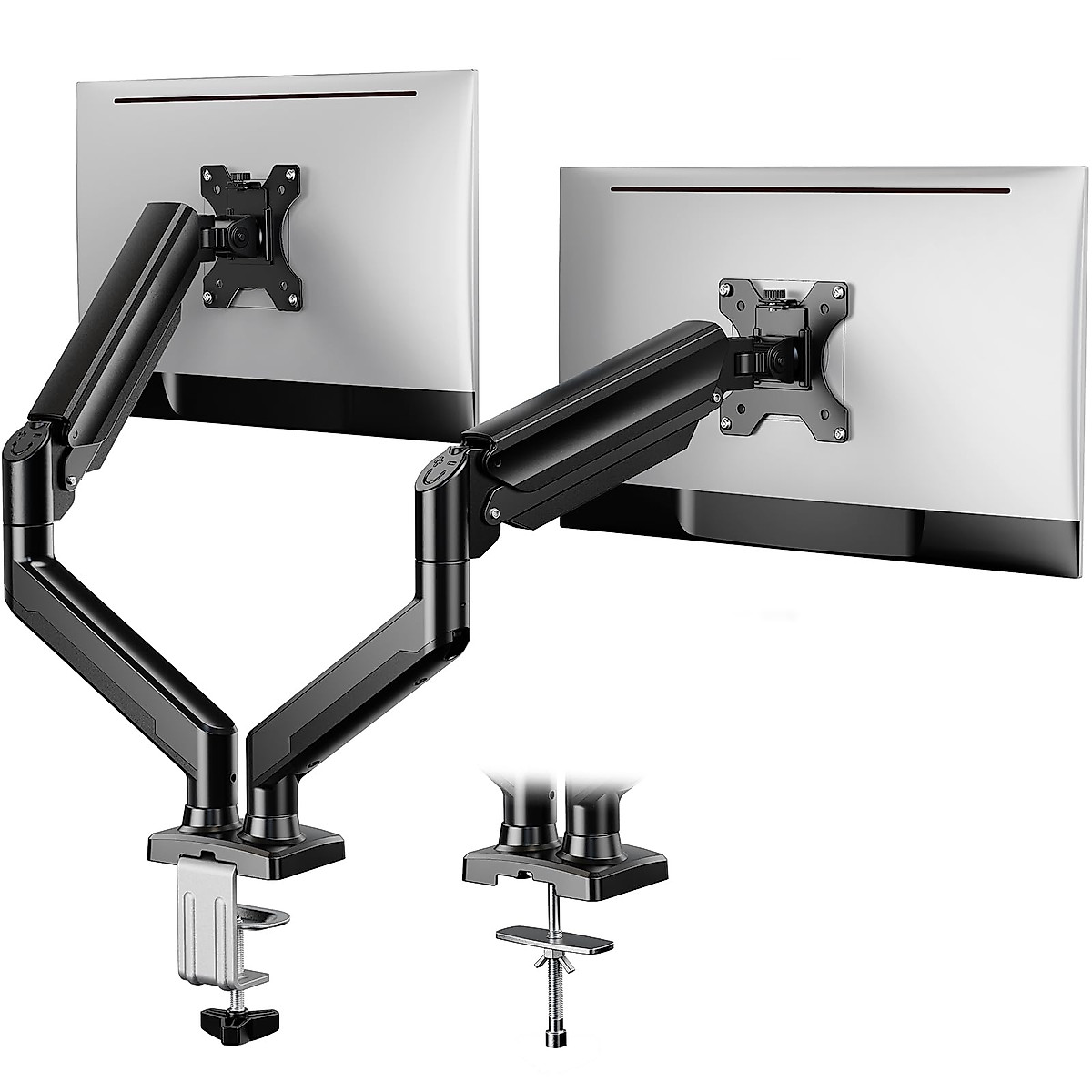 ErGear Dual Monitor Stand up to 32 inches Screen, Load-Bearing Max 22 lbs Each Arm, Adjustable Dual Monitor Mount, Sturdy Steel vesa Monitor Mount with Stable VESA 75x75 100x100mm