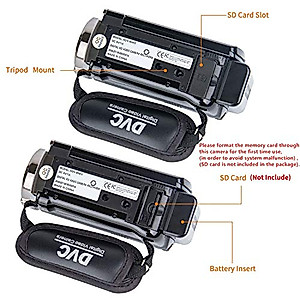 kicteck Video Camera Camcorder Digital Camera Recorder Full HD 1080P 15FPS 24MP 3.0 Inch 270 Degree Rotation LCD 16X Zoom Camcorder with 2 Batteries(604s)