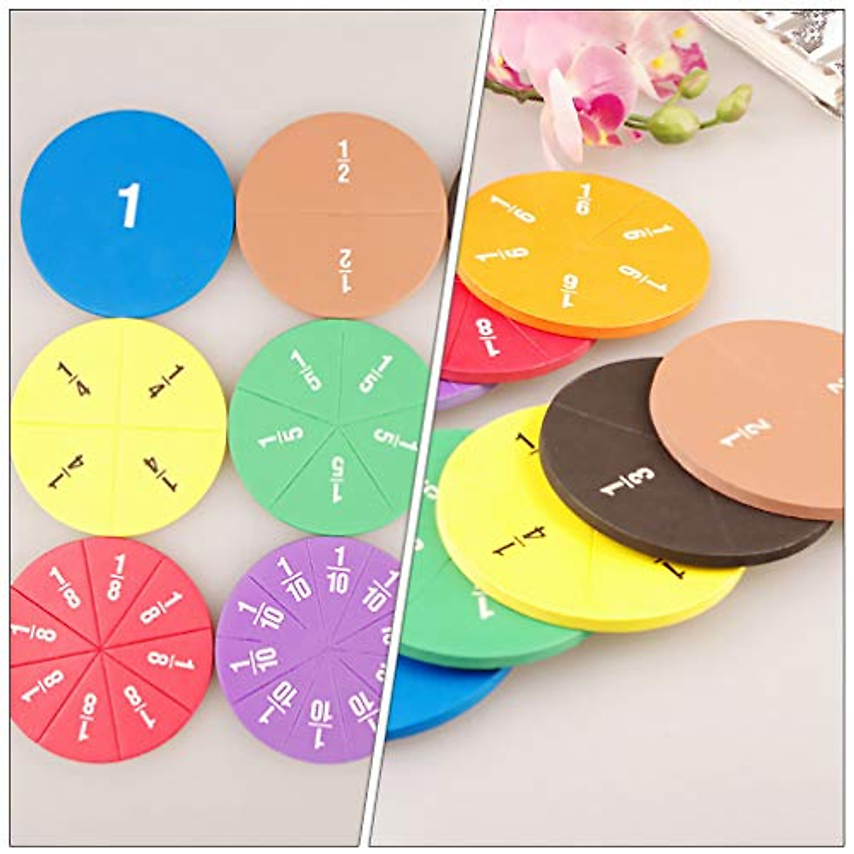 Totority Magnetic Fraction Tiles& Fraction Circles, Fraction Props Teaching Aid Montessori Fraction Math Manipulatives Rainbow Fraction Tower Cubes for Elementary School Homeschool Supplies