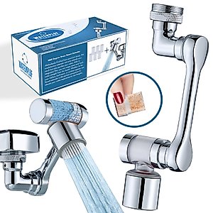 WATERPLOF Splash Multifunction Faucet with Filter Functionality & 6 Replacement Cartridges Universal 1080° Swivel Robotic Arm Faucet Aerator for sink 2 Modes Pressurized Spray Attachment