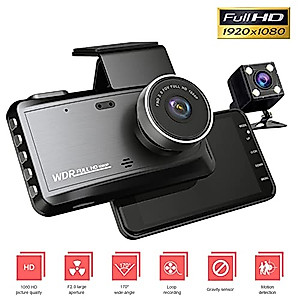 Vehicle Dashcam, Dashcam for Cars, 4K H D 1080P Built in G Sensor Dashcam Front and Rear, IPS GPS Display Car Video Cam Recorder, Night Vision Dashboard Parking Car Camera for Trucks SUVs