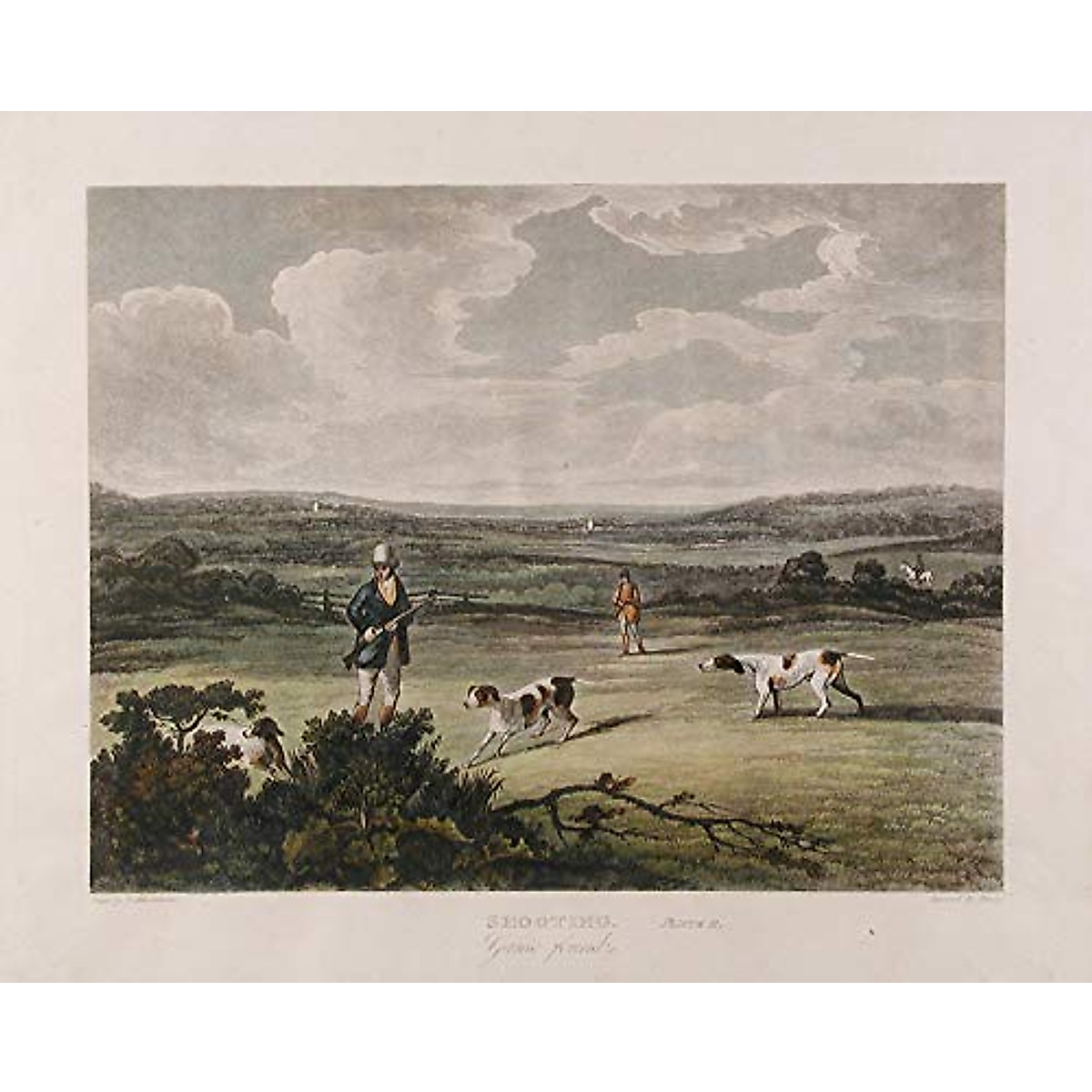 Set of Four Shooting Prints, [Plate 1] Shooting, Going Out, [Plate 2] Shooting, Game Found, [Plate 3] Shooting, Dogs brought the Game, and reloading, [Plate 4] Shooting, Refreshing.