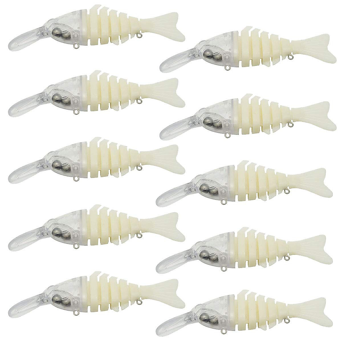 5PCS Whopper Popper Bass Lure 7 Multi Jointed Fishing Lure 15g 12cm with 6mm Free Eye Topwater Floating Rotating Tail Artificial Hard Bait 6mm