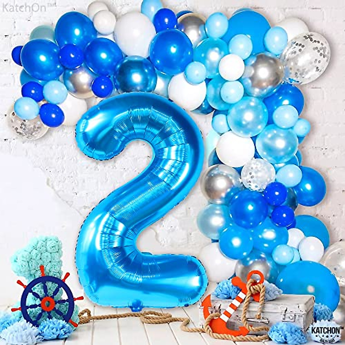 KatchOn, Blue Number 2 Balloon - Huge, 40 Inch | Baby Shark Birthday Decorations 2nd Birthday Boy | Blue 2 Balloon Number, Baby Shark 2nd Birthday Balloons Boy | Two Cool Birthday Party Decorations